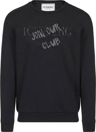 Iceberg Homme, Sweatshirts et sweats &agrave; capuche, Noir, Taille: L SweaT-shirt Coupe Slim Col Rond