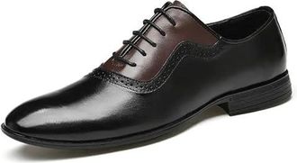 Generic Chaussures habillées for Hommes, à Lacets, Bout Pointu, en Cuir, Bicolores, Semelle en Caoutchouc, antidérapantes, for Mariage(Noir,39 EU)