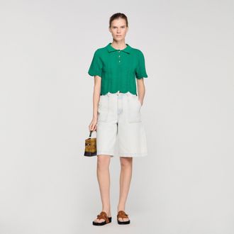 Sandro Kurzer Pullover mit Fantasiemuster