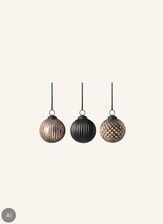 Villeroy & Boch Glas-Weihnachtskugeln 3-Teilig Christmas Chic schwarz