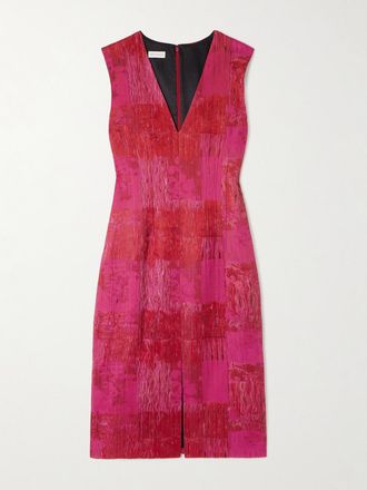 Dries Van Noten Robe Midi En Jacquard De Coton M&eacute;lang&eacute; Effet Vieilli Delina - Rose