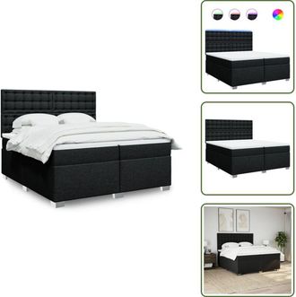 vidaXL The Living Store - Boxspringbett mit Matratze Schwarz 200x200 cm Stoff - Boxspringbett - Doppelbett - Massivholzbette - Betten Mit Beleuchtung