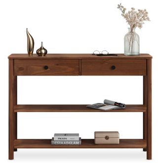 IDIMEX Konsolentisch APOANA aus Massivholz 110cm, Kastanie Farben - mit 2 Schubladen und 2 Ablagen ideal als schmaler Flurtisch oder Ablagetisch vielseitig e