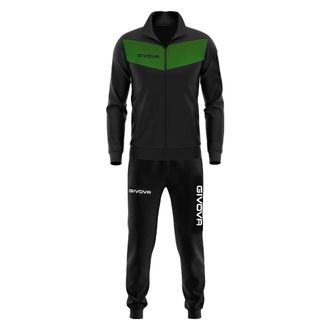 Givova Visa Triacetat-Anzug, Unisex, schwarz/gr&uuml;n, 4XL