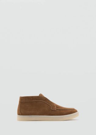 Mango Bottines baskets cuir su&eacute;d&eacute; marron - Homme - 39 - MANGO MAN
