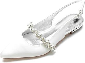 Miyoopark Chaussures de mariage basses pour femmes Slingback soirée décolleté, M669 Ivoire, 38.5 EU