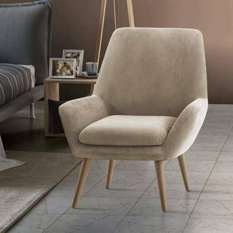 Dmora Talamo Italia - Annarita-Sessel, Designer-Loungesessel, 100 % Made in Italy, Relaxsessel aus gepolstertem Stoff, 80 x 70 x 95 cm, Beige