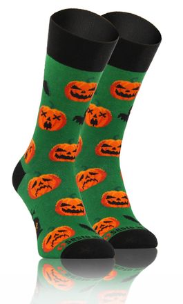 Sesto Senso Lustige Baumwolle Socken Damen Herren Bunte Ungleiche Funny Socks K&uuml;rbis Halloween Schl&auml;ger Fledermaus 35-38 Pumpkin