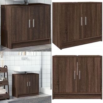 vidaXL Waschbeckenschrank Braun Eichen-Optik 63x29x55 cm Holzwerkstoff - Waschtischunterschrank - Badschrank - Badezimmerm&ouml;bel - Holzwerkstoff - Eichen