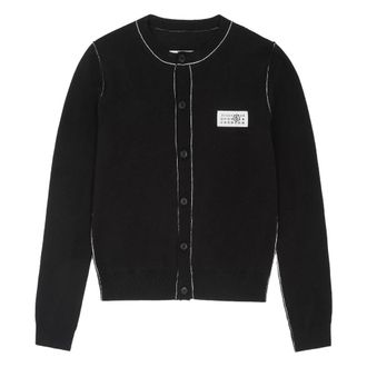 Maison Margiela Femme, Pulls, Noir, Taille: 40 FR Cardigan en maille &agrave; boutons