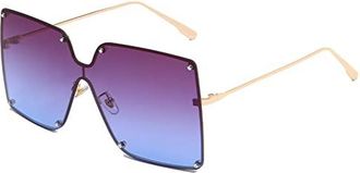 Generic Lunettes de soleil carrées en métal 2025 à la mode grand cadre extérieur été plage soleil ombrage lunettes de soleil décoratives (couleur : D, taille 