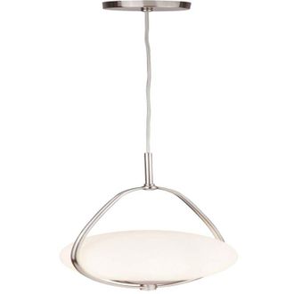 Searchlight Avalon - Suspension &agrave; 1 lumi&egrave;re, argent satin&eacute;, opale, verre, E27 - Searchlight
