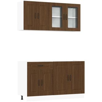 vidaXL 4-tlg. K&uuml;chenschrank-Set Kalmar Braun Eichen-Optik Holzwerkstoff Vidaxl