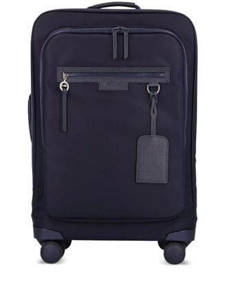 Longchamp valise à roulettes bordée de cuir - Bleu