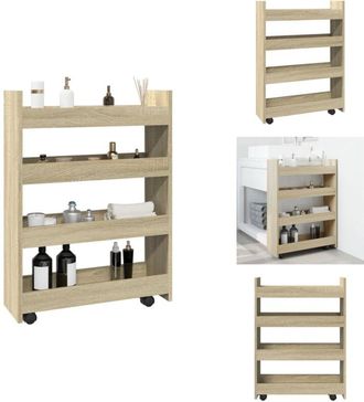 vidaXL Chariot de rangement &eacute;troit 4 niveaux ch&ecirc;ne sonoma - Chariot De Rangement &Eacute;troit - Chariots De Rangement &Eacute;troits - Chariot De Rangement Mince