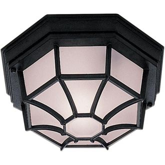 Searchlight Outdoor - Plafonnier affleurant ext&eacute;rieur &agrave; 1 ampoule en fonte daluminium noir IP54, E27 - Searchlight