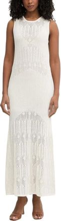 Liu Jo Femme, Robes, Blanc, Taille: 36 FR Robe Longue Maille Ajour&eacute;e
