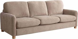 Oviala Canapé fixe en tissu 3 places beige