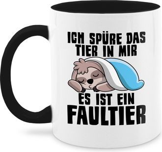 Shirtracer Tasse Tassen 325ml - Statement Sprüche - Ich spüre das Tier in mir es ist ein Faultier - 325 ml - Schwarz - lustig arbeit spruchtasse sarkasmus sloth 