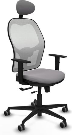 Piqueras y Crespo B&uuml;rostuhl, Grau und Wei&szlig;, mit 1D-Armlehnen, h&ouml;henverstellbare Lendenwirbelst&uuml;tze und festes Kopfteil, ausgestattet mit Syncro/Traslack und eingespritz