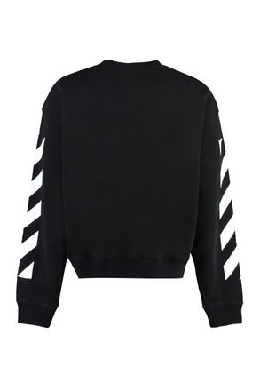 Off-white Diag Striped Cotton Crew-Neck Sweatshirt - Black