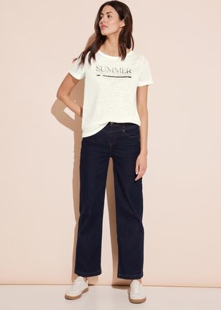 Street One Street One Damen T-Shirt mit Wording A320969, Off White, 46