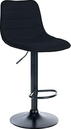 Clp Tabouret De Bar Lex en Tissu I Chaise Haute De Bistrot avec Repose-Pieds Hauteur Réglable Pivotant Pied Métal, Couleur:Noir, Couleur du Cadre:Noir