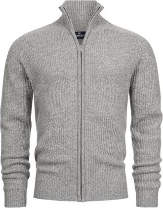 Kronstadt KSDorsey Cardigan zippé classique en laine mélangée avec col montant - Veste mi-saison pour homme, Lt Grey Mix, XXL