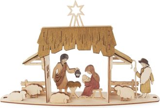 Rudolphs Schatzkiste Bastelset Lichterbogen Motiv Krippe f&uuml;r Teelichte BxHxT 56x40x10cm NEU Schwibbogen Leuchterbogen