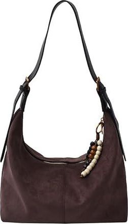 Generic Sac &agrave; main fourre-tout en daim synth&eacute;tique de couleur unie - Sac &agrave; raviolis souple - Sac r&eacute;tro pour filles et femmes - Cadeau danniversaire, caf&eacute;, 11.
