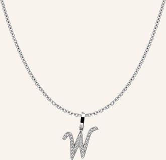 Cada Cada Kette Tiny Diamond Letter W silber