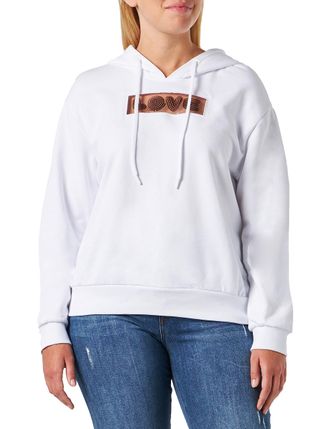 Love Moschino Regular fit Long-Sleeved Hoodie in 100% Cotton Fleece, Customized with Optical Love PVC Label on Front