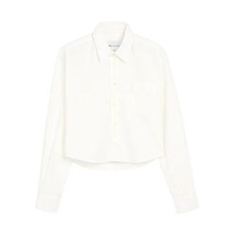 Ami Femme, Blouses et Chemises, Blanc, Taille: 34 FR Chemise Courte en Coton