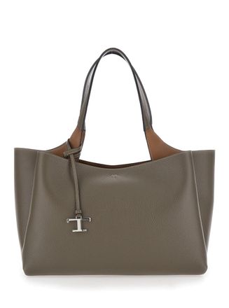 Tod's Leather Top Handle Shoulder Bag - Gray