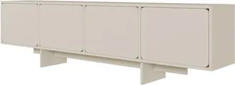 Selsey Wuwu Armoire TV Basse avec 4 Portes et Compartiments Push to Open 200 cm Gris/Beige, Four-Door