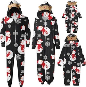 Generic Pyjamas de Noël Famille Combinaison 1 Pièce Vêtement de Nuit pour Mère Père Enfant Bébé Onesie Jumpsuit Romper Zippée Grenouillère Couples Assorti à C