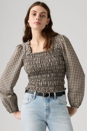 Levi's Heather Langarm-Bluse mit Raffungen - Damen - Grau / Grau