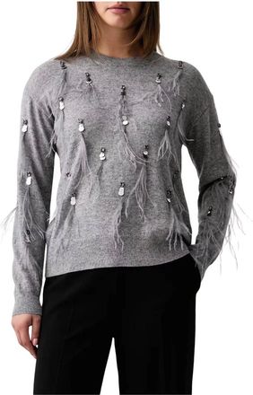 Kaos Kaos - Pull &agrave; col rond en m&eacute;lange de laine - Femme - Pulls - Gris - Taille: 44 FR