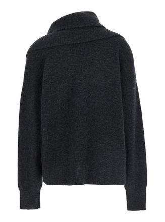Toteme Womens Black Draped Sweater Tech Fabric Polyamide Recycled Tops Top