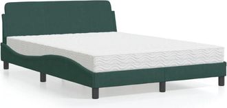 vidaXL Vidaxl - Lit avec matelas vert foncé 120x200 cm velours