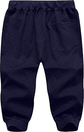 Generic Pantalon de surv&ecirc;tement pour homme 3/4 - Pantalon de sport pour homme - Couleur unie - Pantalon de loisirs tendance - Respirant - Avec poches et cordo