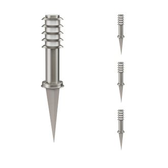 LEDs Com 4 St&uuml;ck Wegelicht/Pollerleuchte/Gartenleuchte PORU mit Erdspie&szlig; f&uuml;r au&szlig;en, IP44, Gitter, 39cm, edelstahl, 1 x E27 max. 60W