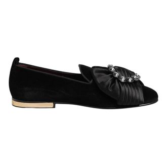 Dolce & Gabbana Schwarze Kristallband Loafer Schuhe - - Shoes - Damen - Schwarzk - 42 EU