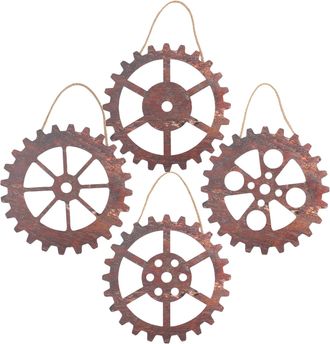 Milisten Vintage Holzrad Wandbehang 4 St&uuml;ck Raddekoration f&uuml;r B&uuml;ro und Garagen Robust und Sicher