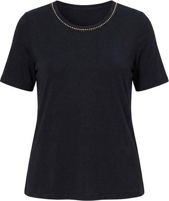 Ulla Popken T-Shirt T-Shirt Lyocell Ziersteine Rundhals Halbarm