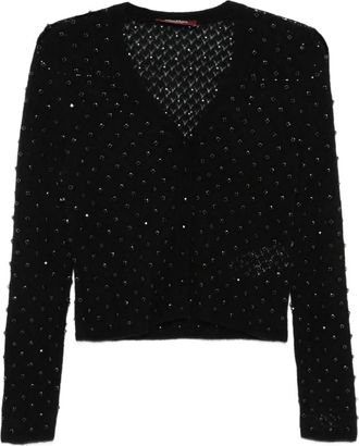 Max Mara Femme, Pulls, Noir, Taille: 40 FR Cardigan en laine mohair avec strass