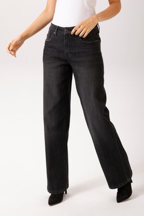 Aniston Straight-Jeans ANISTON CASUAL, Damen, Gr. 36, N-Gr, schwarz, Denim/Jeans, Obermaterial: 81% Baumwolle, 17% Polyester, 2% Elasthan, Destroyed-Effekte, 