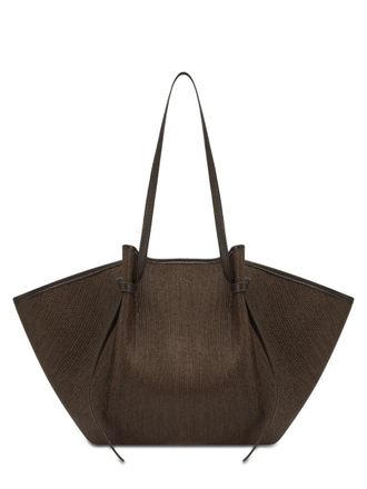 Yuzefi Womens Shoulder Bag Mochi Raffia Brown Nylon