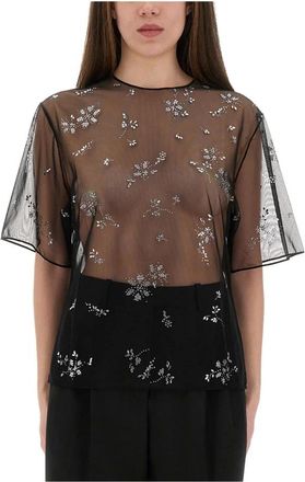Paco Rabanne Femme, Blouses et Chemises, Noir, Taille: 40 FR T-shirt transparent &agrave; perles