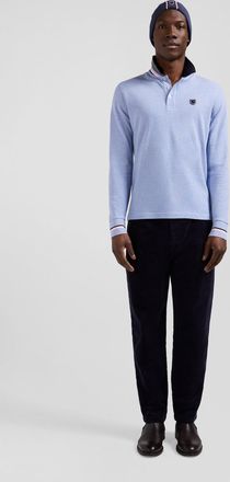 Eden Park Polo Manches Longues En Piqu&eacute; Coton Ciel &Eacute;cusson Gomme Coupe Regular